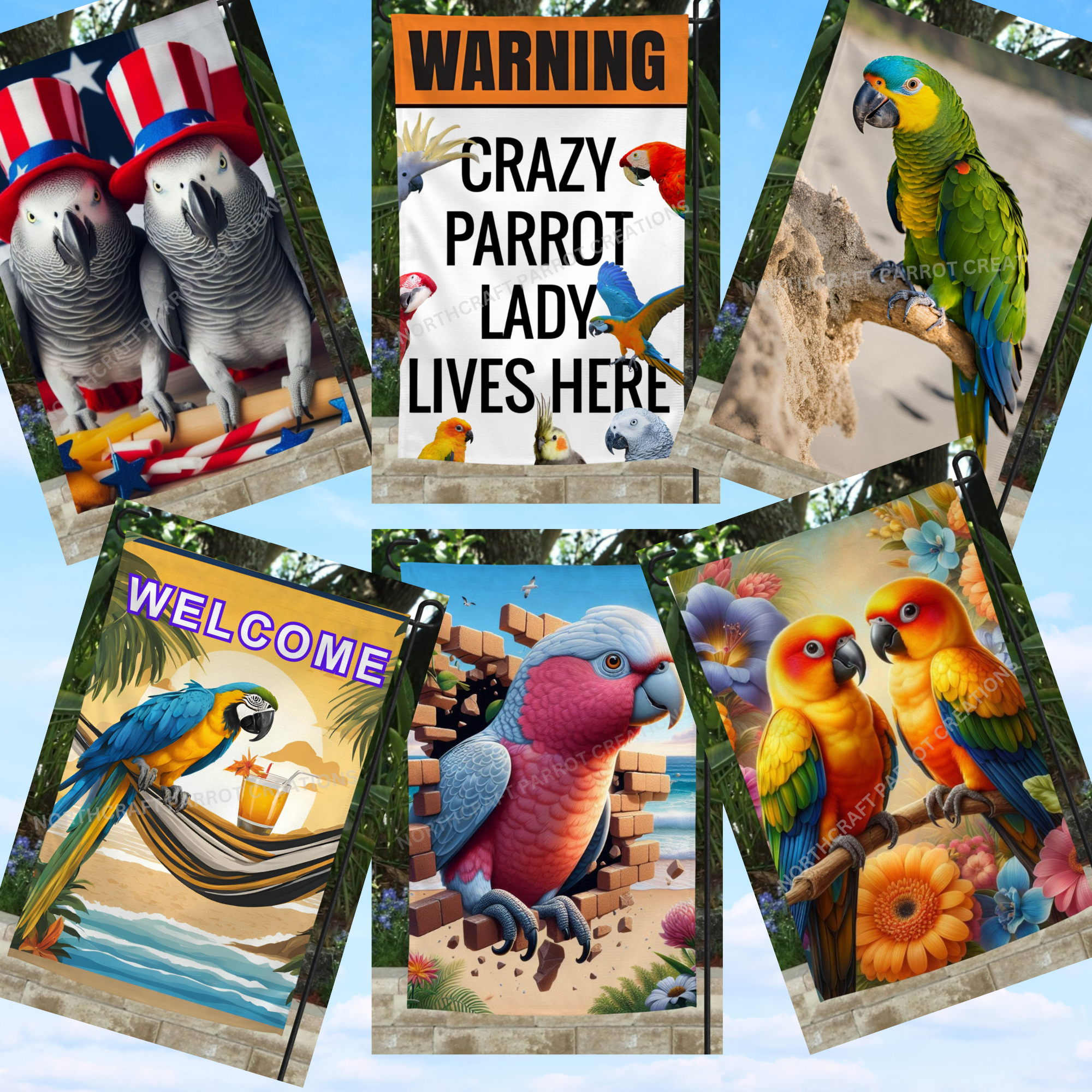 12"x18" Parrot Garden Flags – Northcraft's Parrot Creations