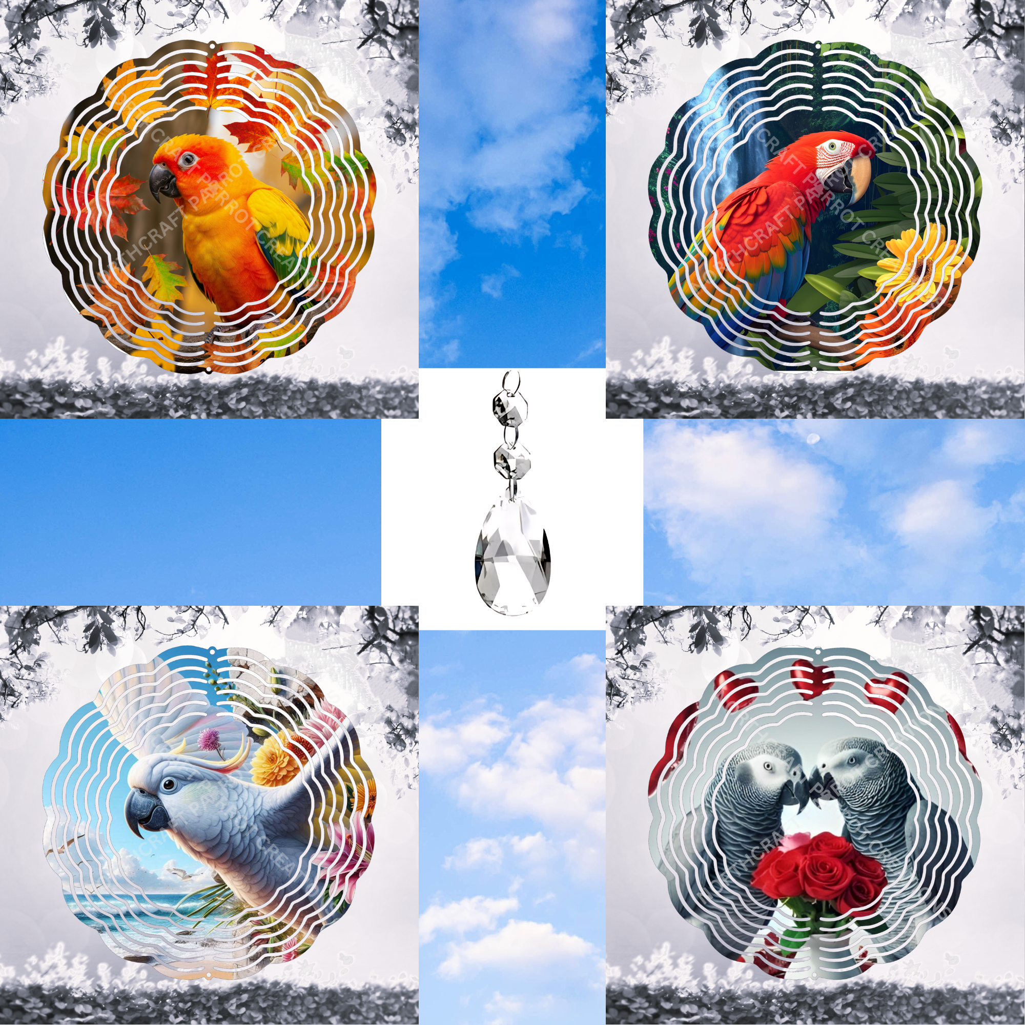 8" or 10" Parrot Aluminum Wind Spinners – Northcraft's Parrot Creations